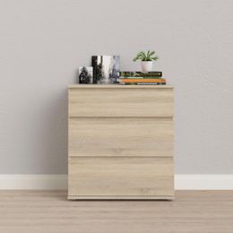 Kommode Home Affaire "Nova" Sideboards Gr. B/H/T: 76,8 cm x 83,7 cm x 40,0 cm, 3, braun (eiche struktur) Schubladenkommode Schubladenkommoden Folienbeschichtung, in verschiedenen Farbvarianten, 3 Schubladen