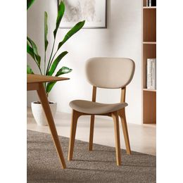 Stuhl Inosign "COZY" Stühle Gr. B/H/T: 50 cm x 88 cm x 62 cm, 2 St., Microfaser Veloursoptik, Massivholz, beige (beige, buche) 4-Fuß-Stuhl Esszimmerstuhl Polsterstuhl Küchenstühle