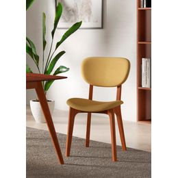 Stuhl Inosign "COZY" Stühle Gr. B/H/T: 50 cm x 88 cm x 62 cm, 2 St., Microfaser Veloursoptik, Massivholz, gelb (yellow, kirsch) 4-Fuß-Stuhl Esszimmerstuhl Polsterstuhl Küchenstühle