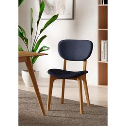 Stuhl Inosign "COZY" Stühle Gr. B/H/T: 50 cm x 88 cm x 62 cm, 2 St., Microfaser Veloursoptik, Massivholz, blau (jeans, buche) 4-Fuß-Stuhl Esszimmerstuhl Polsterstuhl Küchenstühle
