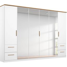 Drehtürenschrank Rauch "Carlsson" Schränke Gr. B/H/T: 270 cm x 210 cm x 54 cm, 6 St., weiß (weiß, eiche massiv) Drehtürenschrank Kleiderschrank Drehtürenschränke Schränke