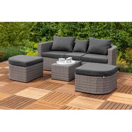 Garten-Essgruppe Merxx "Madeira" Sitzmöbel-Sets Gr. B/H/T: 183 cm x 63 cm x 133 cm, grau Outdoor Möbel mit verschiedenen Stellmöglichkeiten, inkl. Auflagen,