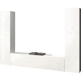 Wohnwand Tecnos "Maruska" Kastenmöbel-Sets Gr. B/H/T: 260 cm x 180 cm x 30 cm, weiß (weiß hochglanz, hochglanz) Wohnwände