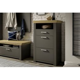 Kommode SET ONE BY Musterring "GA York Typ 06" Sideboards Gr. B/H/T: 74,5 cm x 108,2 cm x 42,2 cm, 3, grau (grau anthrazit, eiche artisan) Kommode