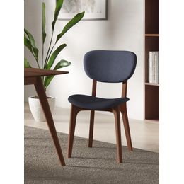 Stuhl Inosign "COZY" Stühle Gr. B/H/T: 50 cm x 88 cm x 62 cm, 2 St., Microfaser Veloursoptik, Massivholz, blau (jeans, nuss) 4-Fuß-Stuhl Esszimmerstuhl Polsterstuhl Küchenstühle