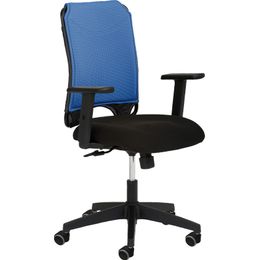 mayer Sitzmöbel Drehstuhl MAYER SITZMÖBEL "2333" Stühle Gr. B/H/T: 64 cm x 98 cm x 64 cm, Struktur (100% Polyester), Hartbodenrollen + Kunststoff, blau (blau, schwarz) Bürodrehstuhl Drehstühle