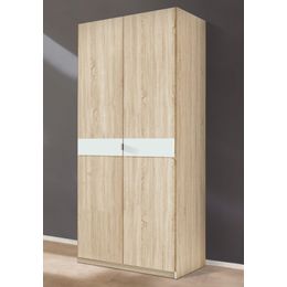 Kleiderschrank Priess "Madrid" Schränke Gr. B/H/T: 94 cm x 193 cm x 54 cm, 2 St., braun (struktureichefarben hell, weißglas) Kleiderschränke