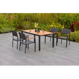 Garten-Essgruppe Merxx "Paxos" Sitzmöbel-Sets grau (graphit, grau, natur) Outdoor Möbel