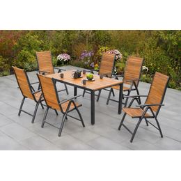 Garten-Essgruppe Merxx "Santorin" Sitzmöbel-Sets grau (graphit, natur) Outdoor Möbel
