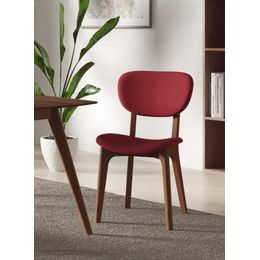 Stuhl Inosign "COZY" Stühle Gr. B/H/T: 50 cm x 88 cm x 62 cm, 2 St., Microfaser Veloursoptik, Massivholz, rot (bordeau x, nuss) 4-Fuß-Stuhl Esszimmerstuhl Polsterstuhl Küchenstühle