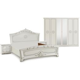 Schlafzimmer-Set Inosign "GRETA" Schlafzimmermöbel-Sets weiß (weiß, silber) Komplett Schlafzimmer