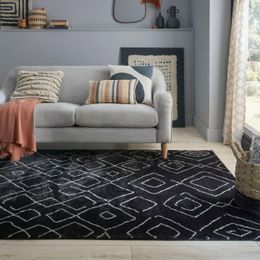 Teppich FLAIR RUGS "Imran Fur Berber" Teppiche Gr. B/L: 160 cm x 230 cm, 15 mm, 1 St., schwarz-weiß (schwarz, weiß) Esszimmerteppiche