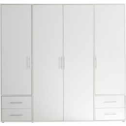 Kleiderschrank Schlafkontor "Valencia" Schränke Gr. B/H/T: 206 cm x 195 cm x 60 cm, 4 St., weiß (weiß, weiß) Textil-Kleiderschränke