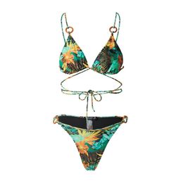 Nasty Gal Bikini Damen Größe S türkis / gelb / grün / orange