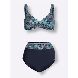 feel good Damen Bikini mit breitem Hosenbund, marine-smaragd-bedruckt, Gr&ouml;&szlig;e 52B