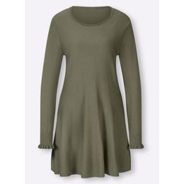Heine Witt Damen Longpullover in leicht ausgestellter Form, khaki, Gr&ouml;&szlig;e 42