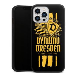 DeinDesign iPhone 13 Pro Max Handy Premium Silikon H&uuml;lle Handyh&uuml;lle schwarz Case Sg Dynamo Dresden Statement Sgd Silikon Premium Case