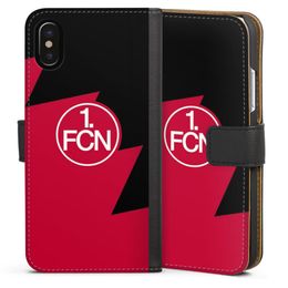 DeinDesign iPhone X Handy Klapph&uuml;lle Handyh&uuml;lle aus Kunst Leder schwarz Flip Case 1. Fcn 1. Fc N&uuml;rnberg Merchandise Sideflip mit langer Lasche