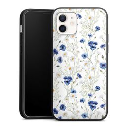 DeinDesign iPhone 12 Handy Premium Silikon H&uuml;lle Handyh&uuml;lle schwarz Case Flowers Muster Flower Silikon Premium Case