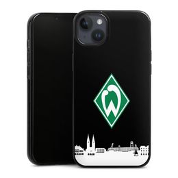DeinDesign iPhone 14 Plus Handy Silikon H&uuml;lle Case schwarz Handyh&uuml;lle Skyline Sv Werder Bremen Official Licensed Product