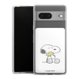 DeinDesign Google Pixel 7 Handy Silikon H&uuml;lle Case transparent Handyh&uuml;lle Snoopy Love Peanuts Silikon Case