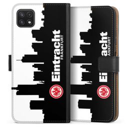DeinDesign Galaxy A22 5G Handy Klapph&uuml;lle Handyh&uuml;lle aus Kunst Leder schwarz Flip Case Official Licensed Product Sge Eintracht Frankfurt Sideflip mit langer 