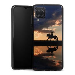 DeinDesign Galaxy A12 Handy Silikon H&uuml;lle Case schwarz Handyh&uuml;lle Sunset Horse Horseback Riding