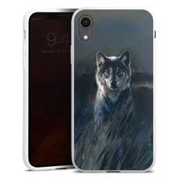 DeinDesign iPhone Xr Handy Silikon H&uuml;lle Case wei&szlig; Handyh&uuml;lle Wolf Painting Nature Silikon Case