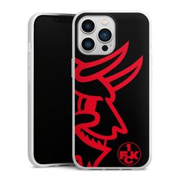 DeinDesign iPhone 13 Pro Handy Silikon H&uuml;lle Case wei&szlig; Handyh&uuml;lle 1. Fc Kaiserslautern Logo Official Licensed Product Silikon Case