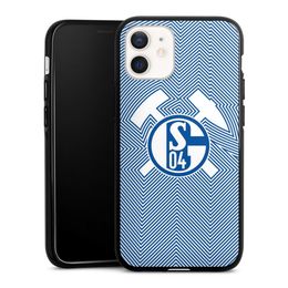 DeinDesign iPhone 12 mini Handy Silikon H&uuml;lle Case schwarz Handyh&uuml;lle Bundesliga Stripes Fc Schalke 04