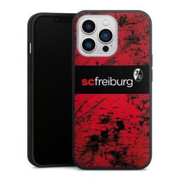 DeinDesign iPhone 13 Pro Handy Premium Silikon H&uuml;lle Handyh&uuml;lle schwarz Case Official Licensed Product Sc Freiburg Logo Silikon Premium Case