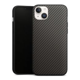 DeinDesign iPhone 14 Handy Premium Silikon H&uuml;lle Handyh&uuml;lle schwarz Case Carbon Metallic Look Muster Silikon Premium Case