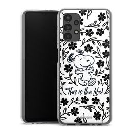 DeinDesign Galaxy A13 4G Handy Silikon H&uuml;lle Case transparent Handyh&uuml;lle Peanuts Flowers Snoopy Silikon Case