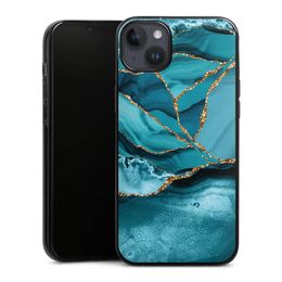 DeinDesign iPhone 14 Plus Handy Silikon H&uuml;lle Case schwarz Handyh&uuml;lle Marble Gemstone Glitzer