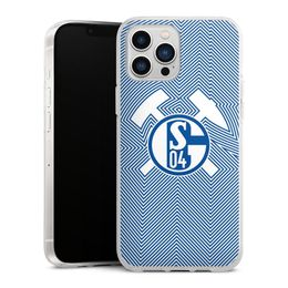 DeinDesign iPhone 13 Pro Max Handy Silikon H&uuml;lle Case transparent Handyh&uuml;lle Bundesliga Stripes Fc Schalke 04 Silikon Case