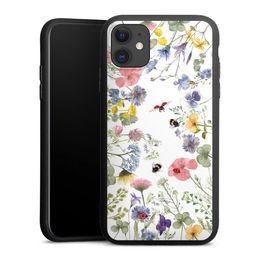 DeinDesign iPhone 11 Handy Premium Silikon H&uuml;lle Handyh&uuml;lle schwarz Case Muster Flowers Bee Silikon Premium Case