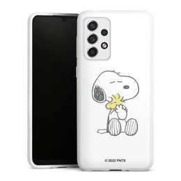 DeinDesign Galaxy A33 5G Handy Silikon H&uuml;lle Case wei&szlig; Handyh&uuml;lle Snoopy Love Peanuts Silikon Case