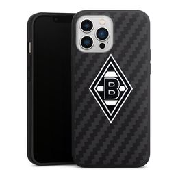 DeinDesign iPhone 13 Pro Max Handy Premium Silikon H&uuml;lle Handyh&uuml;lle schwarz Case Borussia M&ouml;nchengladbach Carbon Gladbach Silikon Premium Case