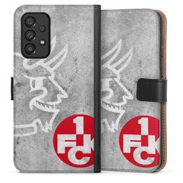 DeinDesign Galaxy A33 5G Handy Klapph&uuml;lle Handyh&uuml;lle aus Kunst Leder schwarz Flip Case 1. Fc Kaiserslautern Devil 1. Fck Sideflip mit langer Lasche