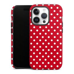 DeinDesign iPhone 14 Pro Handy Panzer Handyh&uuml;lle robuste Outdoor H&uuml;lle Schutzh&uuml;lle matt Points Polka Dots Retro Tough Case