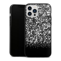 DeinDesign iPhone 13 Pro Max Handy Silikon H&uuml;lle Case schwarz Handyh&uuml;lle Muster Snowflake Glitzer