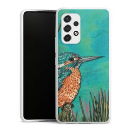 DeinDesign Galaxy A53 5G Handy Silikon H&uuml;lle Case wei&szlig; Handyh&uuml;lle Bird Painting Animals Silikon Case