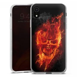 DeinDesign iPhone Xr Handy Silikon H&uuml;lle Case transparent Handyh&uuml;lle Totenkopf Skull Fire Silikon Case
