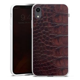 DeinDesign iPhone Xr Handy Silikon H&uuml;lle Case wei&szlig; Handyh&uuml;lle Leather Crocodile Animal Print Silikon Case
