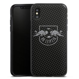 DeinDesign iPhone X Handy Silikon H&uuml;lle Case schwarz Handyh&uuml;lle Rb Leipzig Carbon Metallic Look