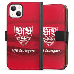 DeinDesign iPhone 13 Handy Klapph&uuml;lle Handyh&uuml;lle aus Kunst Leder schwarz Flip Case Stadium Official Licensed Product Vfb Stuttgart Sideflip mit Lasche