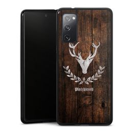 DeinDesign Galaxy S20 FE 5G Handy Silikon H&uuml;lle Case schwarz Handyh&uuml;lle Wood Deer Wooden Look