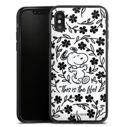 DeinDesign iPhone X Handy Silikon H&uuml;lle Case schwarz Handyh&uuml;lle Peanuts Flowers Snoopy