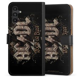 DeinDesign Galaxy A13 5G Handy Klapph&uuml;lle Handyh&uuml;lle aus Kunst Leder schwarz Flip Case Rock Or Bust Official Licensed Product Acdc Sideflip mit langer Lasche