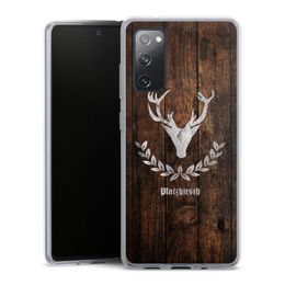 DeinDesign Galaxy S20 FE 5G Handy Silikon H&uuml;lle Case transparent Handyh&uuml;lle Wood Deer Wooden Look Silikon Case